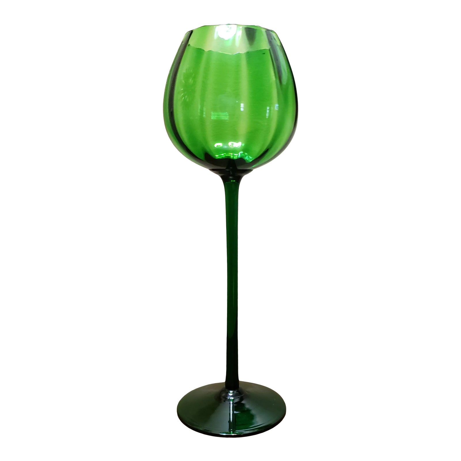 Vintage Mid Century Italian Emerald Green Art Glass Vase | Chairish