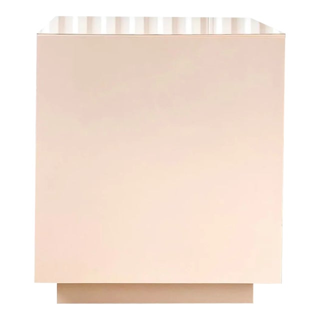 80s Pink Laminate Side Table With Interior Shelf Storage | Chairish