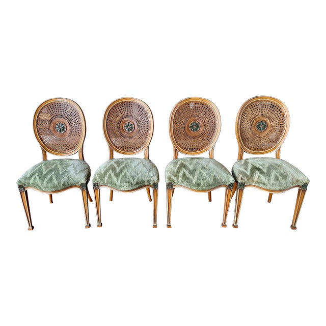 Late 19th Century Set of 4 Antique English Adam Style Cane Back Chairs ...