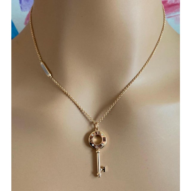 Tiffany & Co. 18k Rose Gold Atlas Diamond Key Pendant Necklace | Chairish