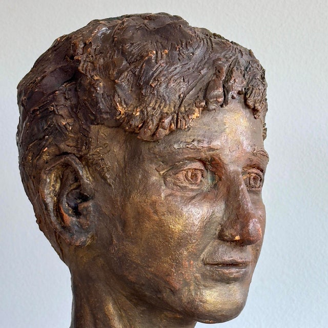 Handmade Ceramic Bust of a Young Man | Chairish