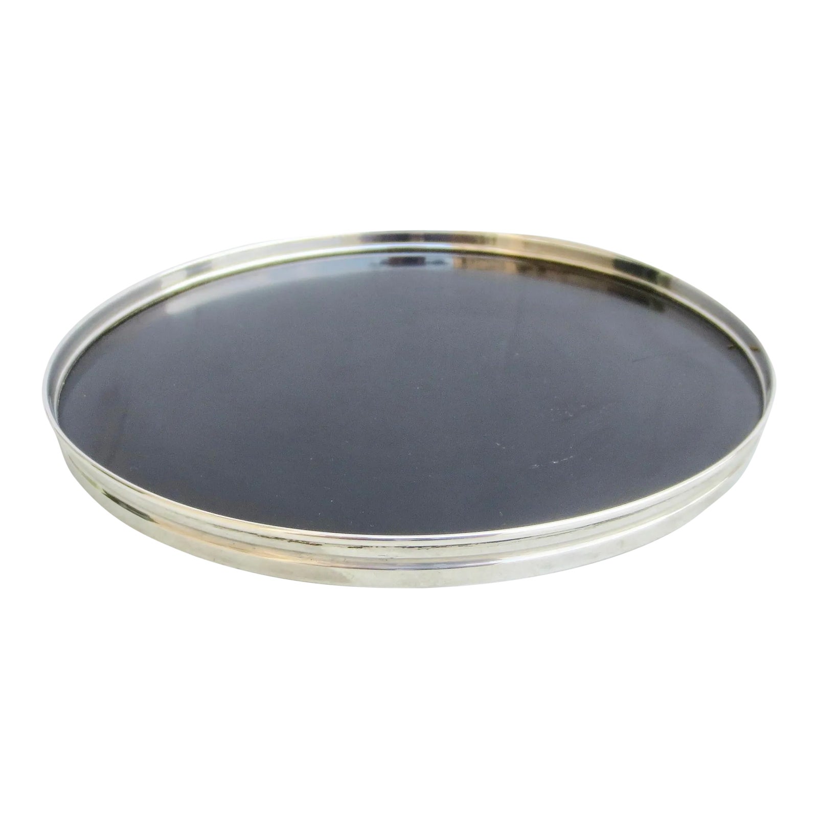 Sterling Rimmed Tray With Black Plateau Circa 1940s' | Chairish