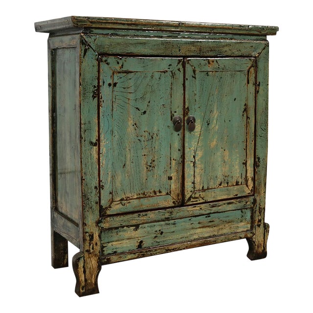Antique Chinese Lacquered Elm Hall Cabinet | Chairish