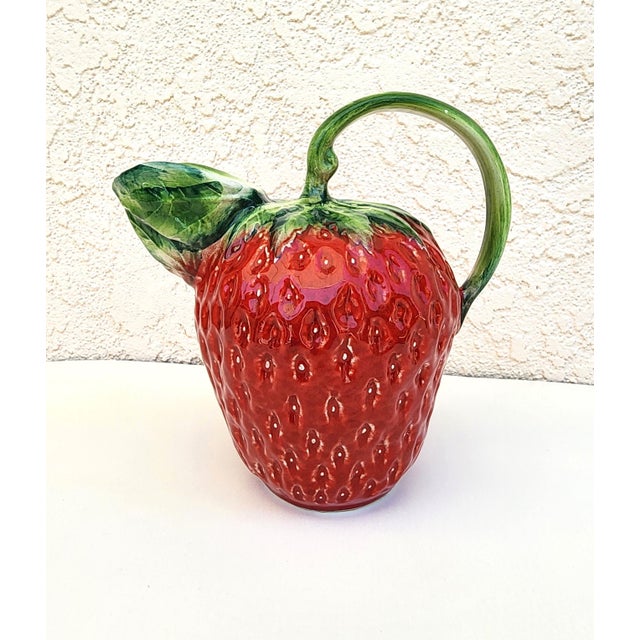 Vintage Italian Ceramic Strawberry Pitcher | Chairish