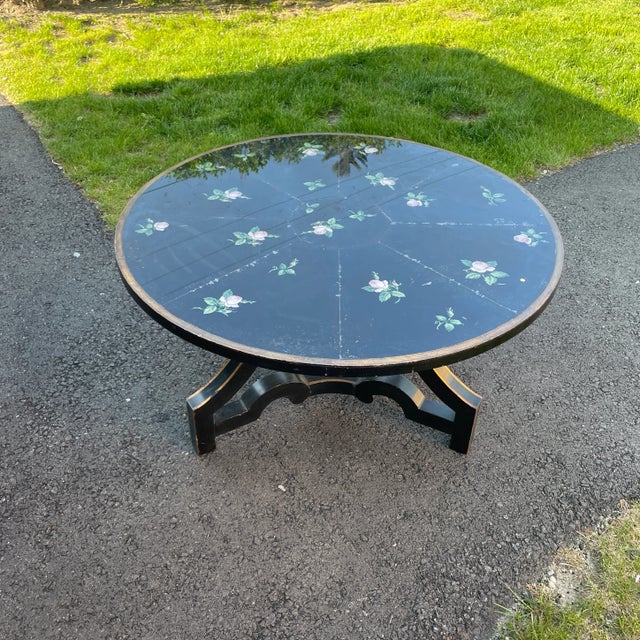 Mid 20th Century Vintage Hand Painted Round Coffee Table | Chairish