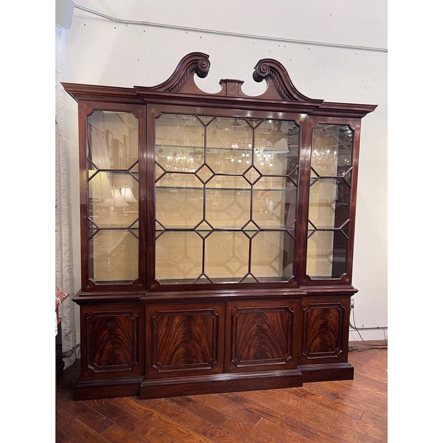 Baker Furniture George III Style Two Piece Breakfront Bookcase | Chairish