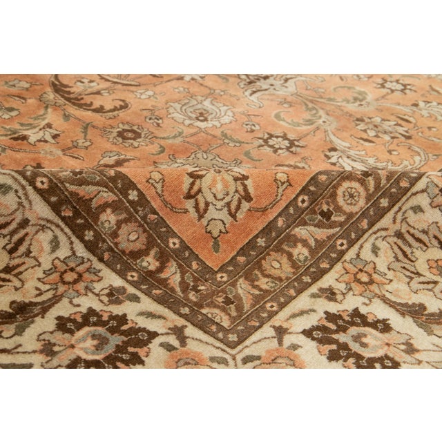 Antique Peach Persian Tabriz Wool Rug Floral Designed | Chairish