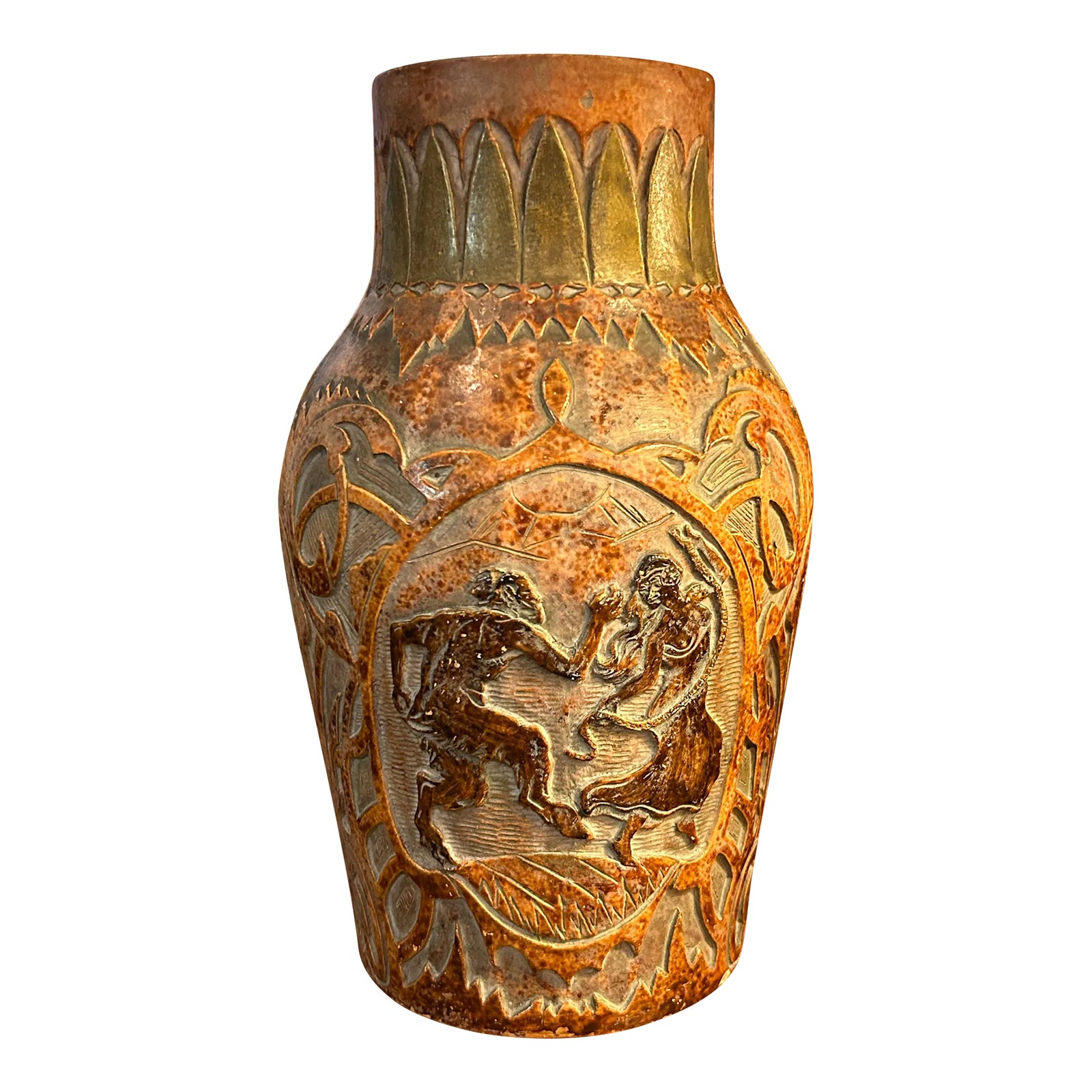 1930s Art Deco Czechoslovakia Pottery With Satyr and Nymph | Chairish