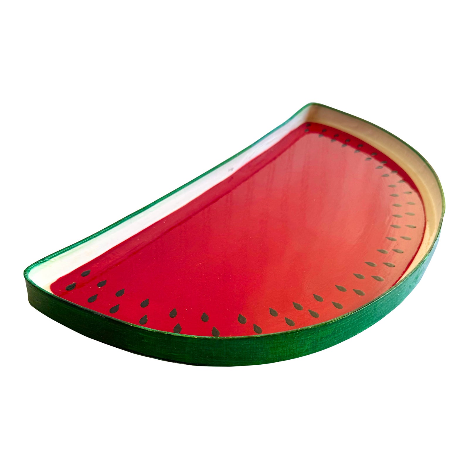 Whimsical Hand-Painted Watermelon Tray – Signed Adela - Papier-Mâché ...