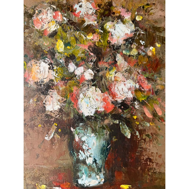 1970s Vintage Edward Barton Impressionist Floral Still Life Painting ...