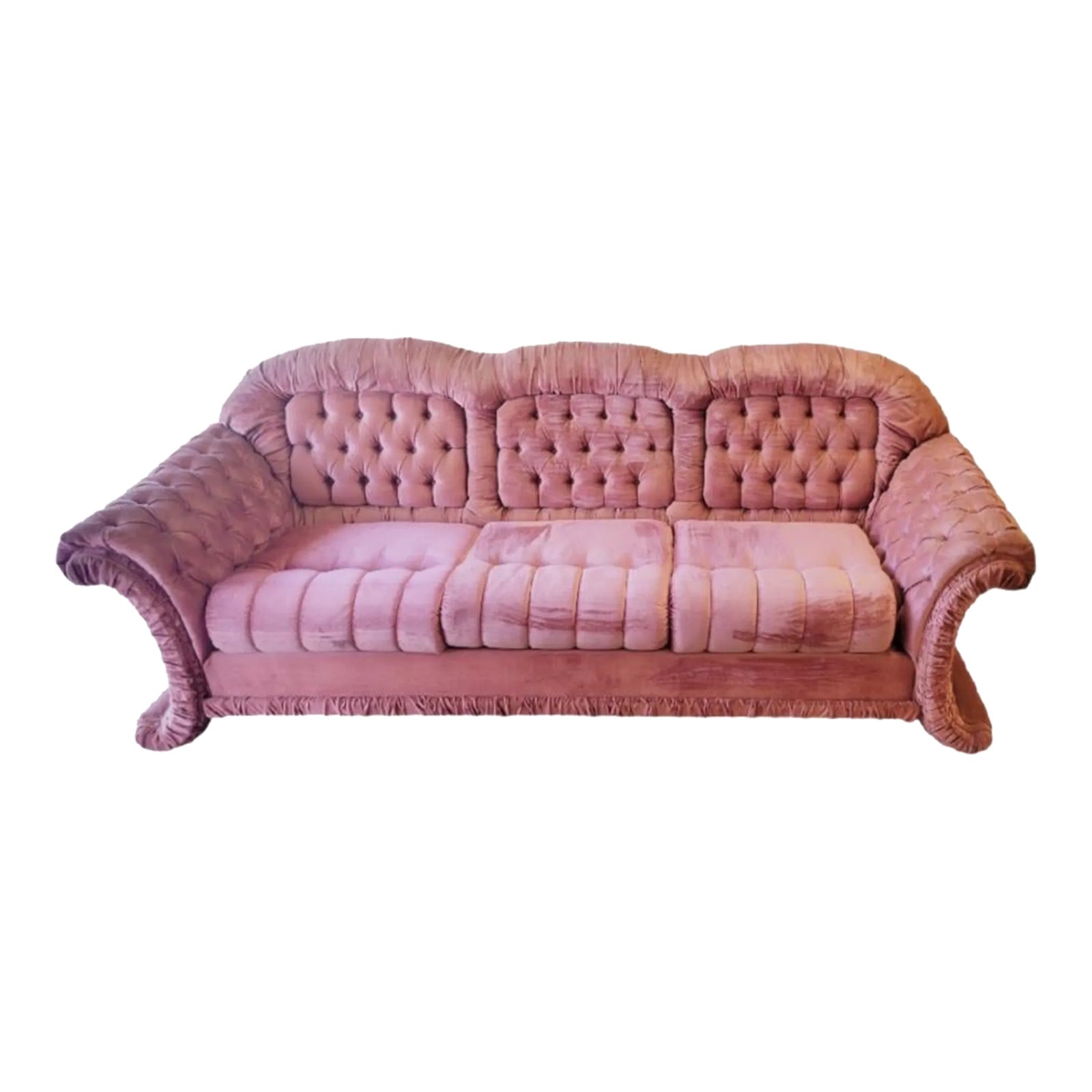 Vintage Tufted Hollywood Regency Dorothy Draper Style Velvet Dusty Rose ...