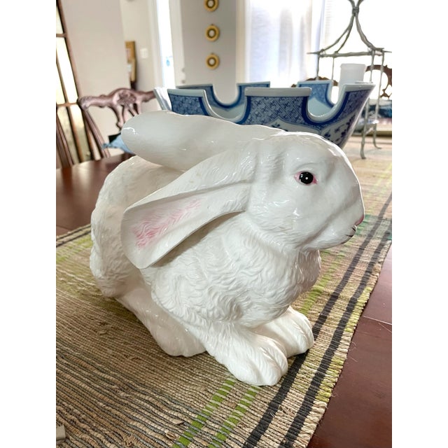 Vintage Large Ceramic White Rabbit | Chairish