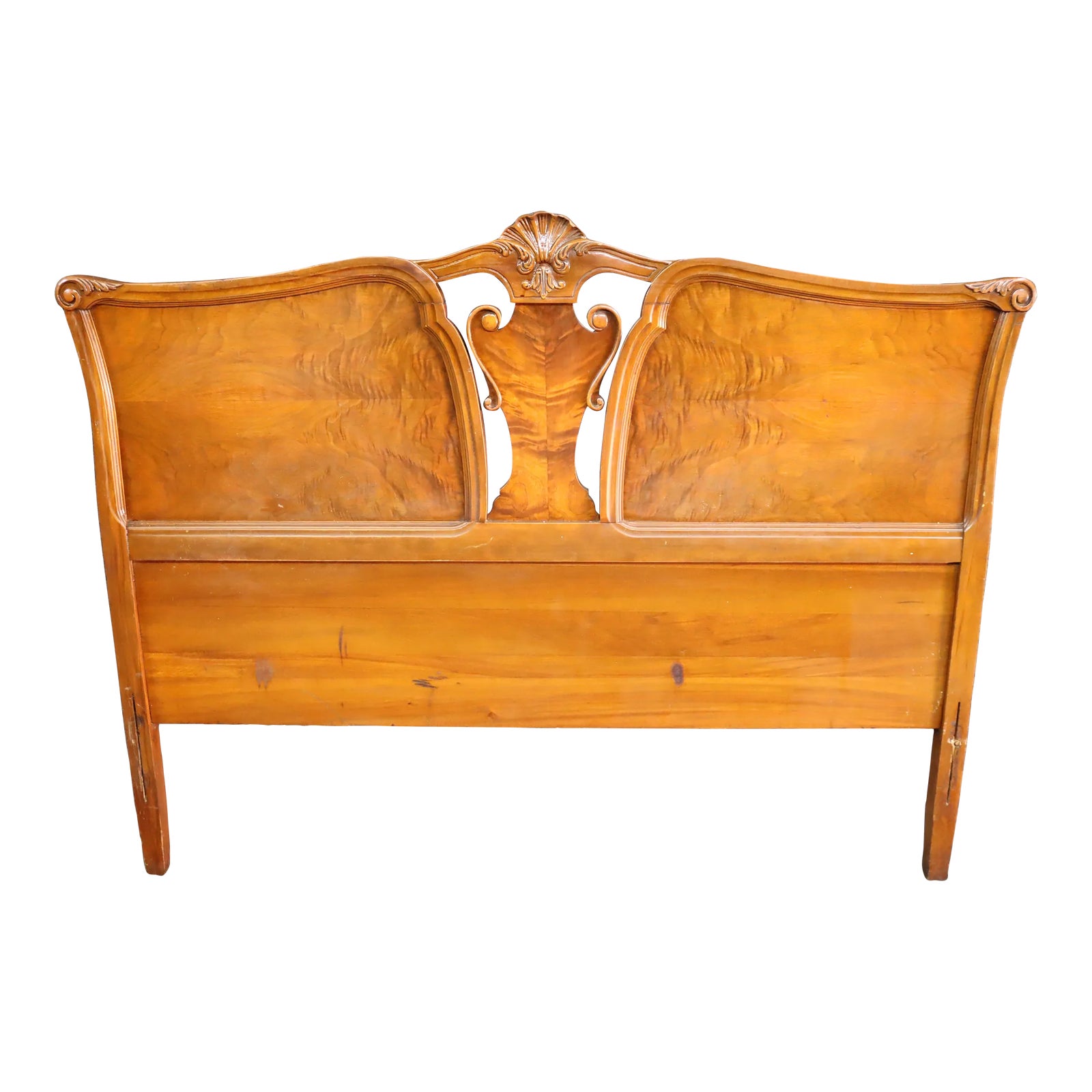 French Style Walnut Headboard/Double | Chairish