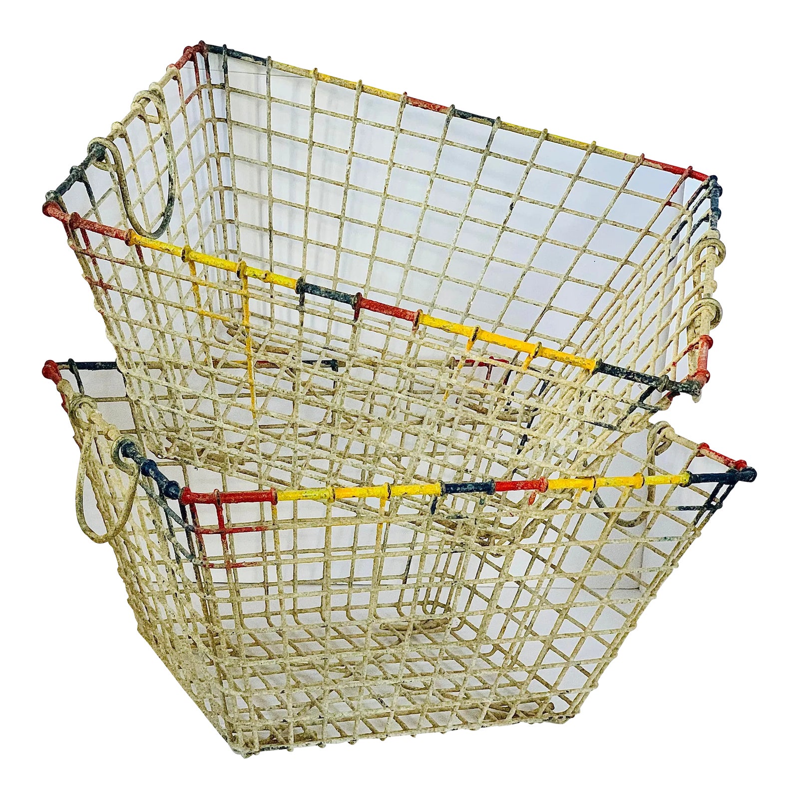 1930's Vintage French Wire Oyster Baskets Color Coded to Identify the ...