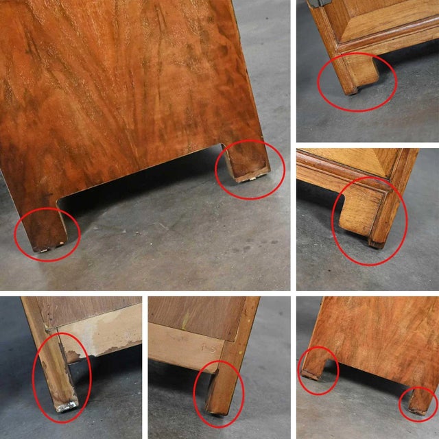 Pair 1950’s Asian Style Baker Furniture Far East Collection by Michael Taylor Natural Elmwood ...