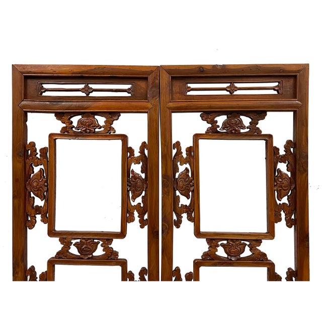 Antique Chinese Carved Wooden Window Panels Wall Arts - a Pair | Chairish