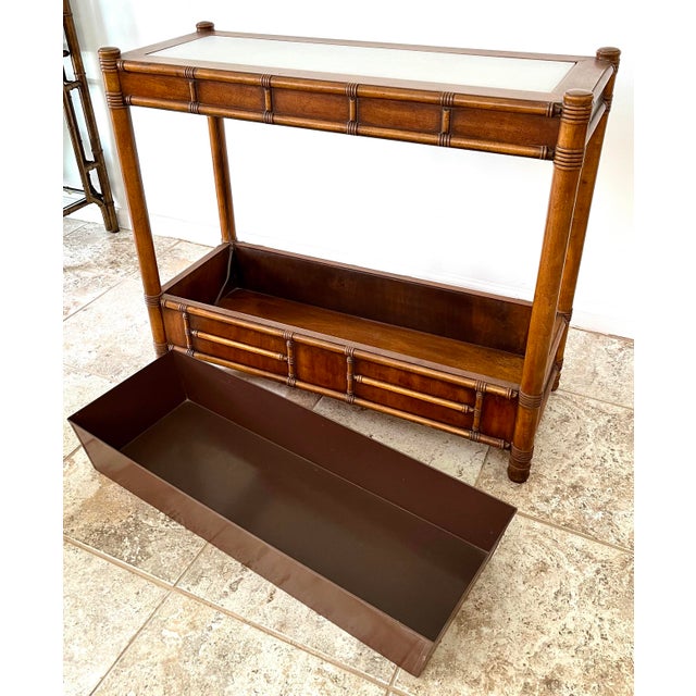 1970s Drexel Heritage Faux Bamboo Lighted Console Table Sofa Table With ...