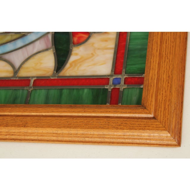 Vintage Stained Glass Transom Window or Hanging Decor | Chairish