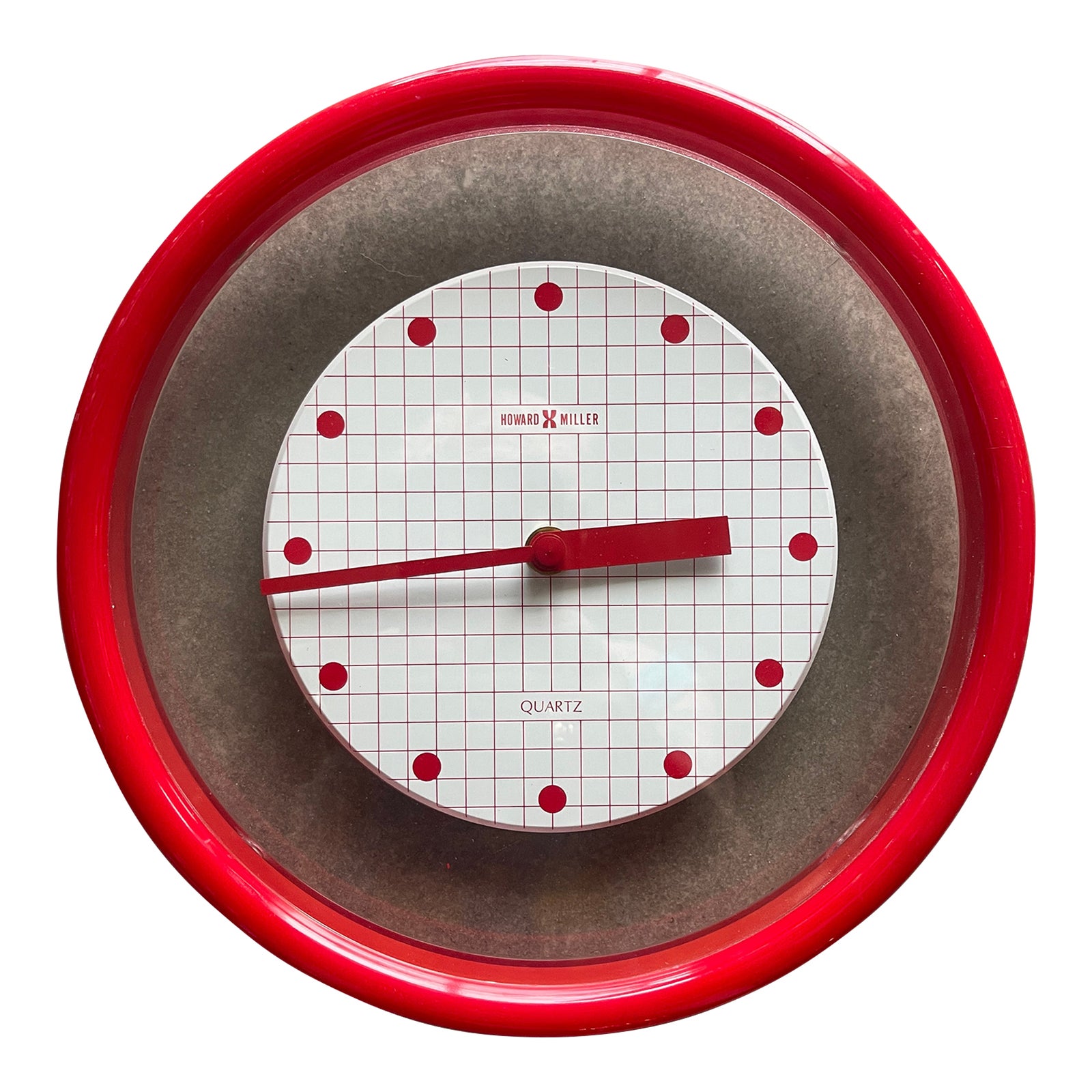 Vintage Howard Miller Red Memphis Postmodern Wall Clock Floating | Chairish
