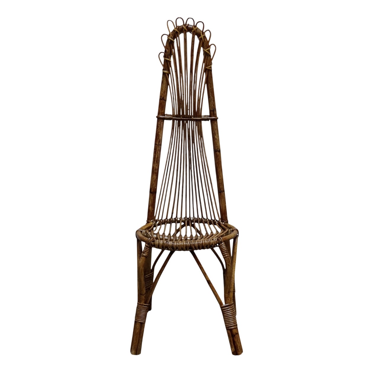 Bamboo and Rattan High Back Chair, 1960s | Chairish