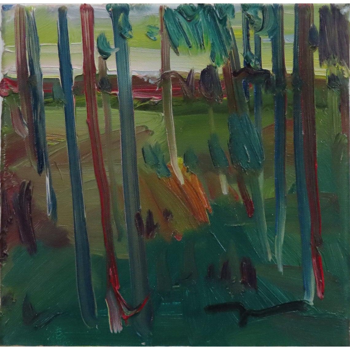 "Tree Trunks" Contemporary Expressionist Style Landscape Oil Painting ...