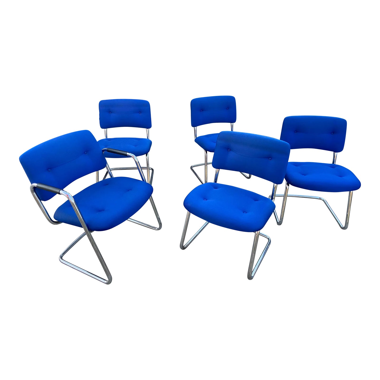 1980s Vintage Mid Century Modern Steelcase Cantilevered Upholstered ...