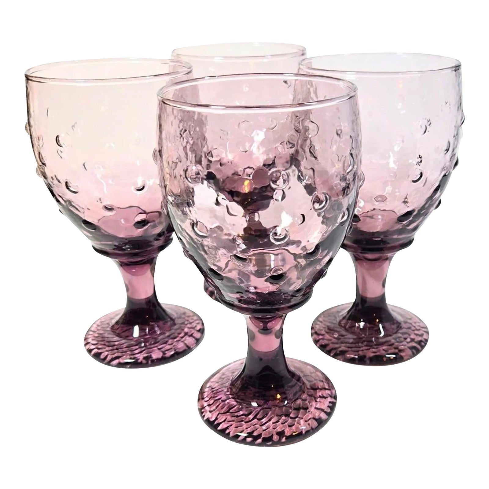 Vintage Amythest Hobnail Goblets- Set of 4 | Chairish