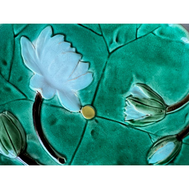 Joseph Holdcraft Majolica Pond Lily Plate, C. 1885 | Chairish