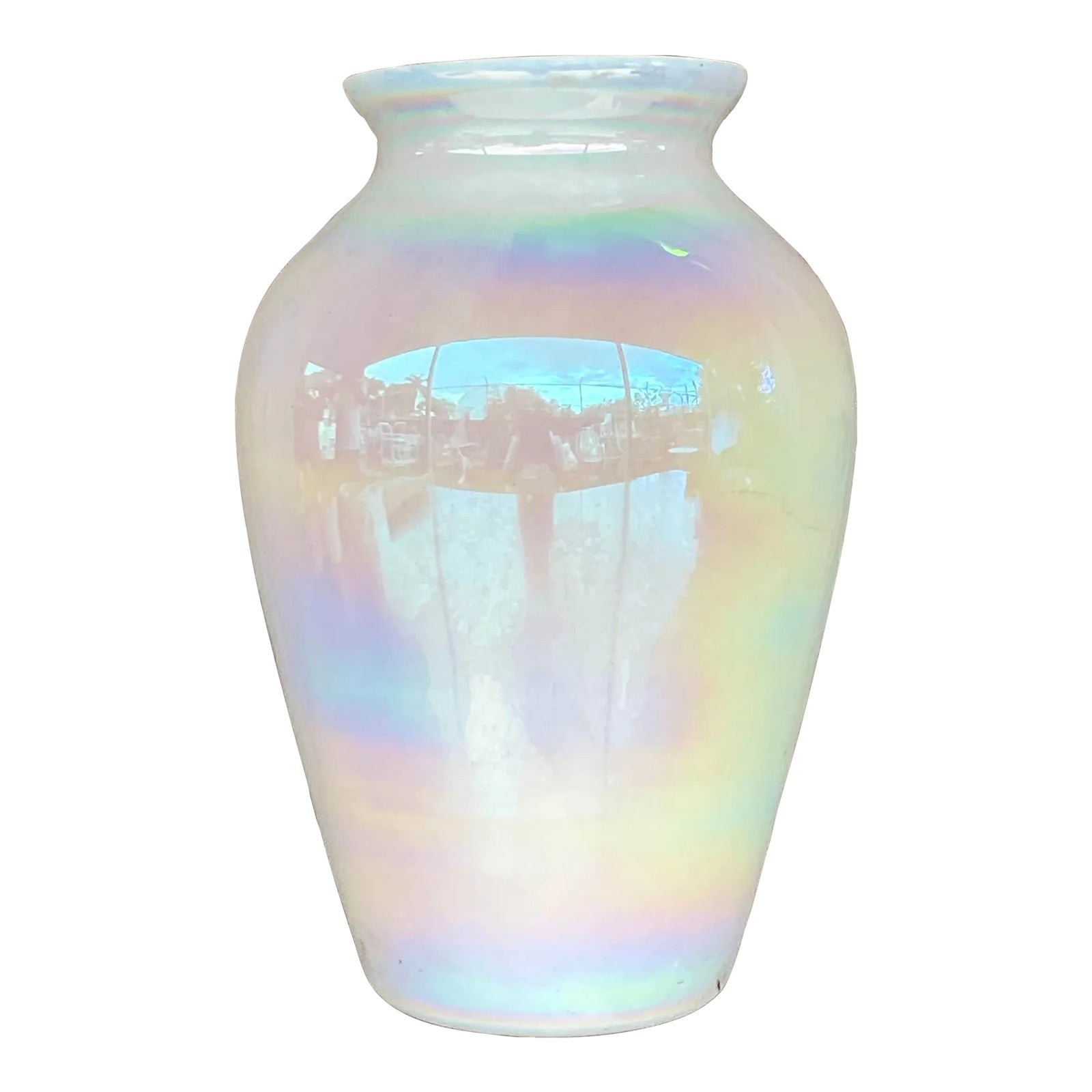 Vintage Iridescent Glass Vase | Chairish