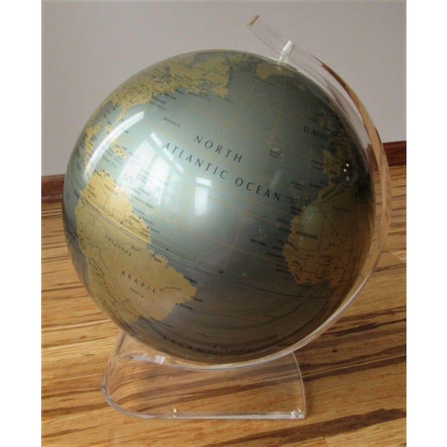 Vintage Metallic Globe on Lucite Base | Chairish