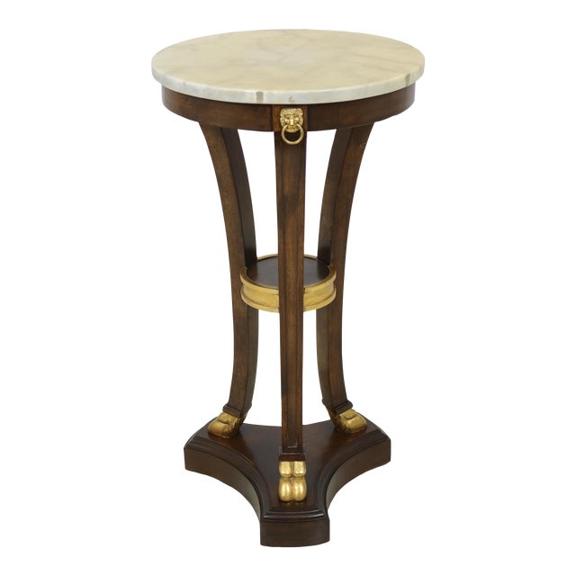 Regency Style Round Marble Top Pedestal Table | Chairish