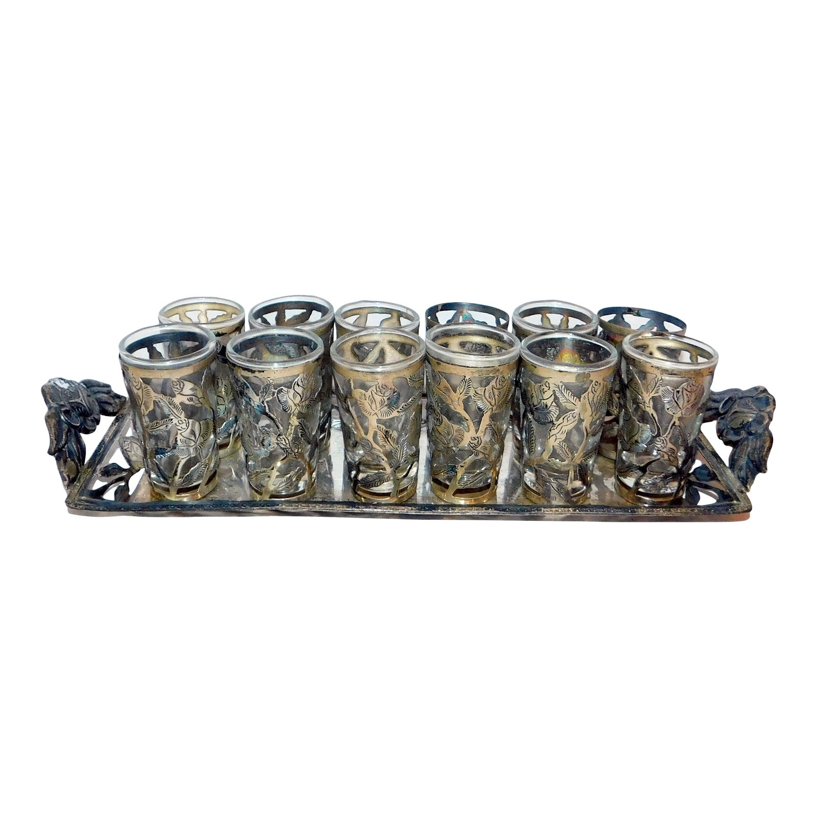 Early 20th Century Mexican Sterling Cordial Set - Set of 13 | Chairish