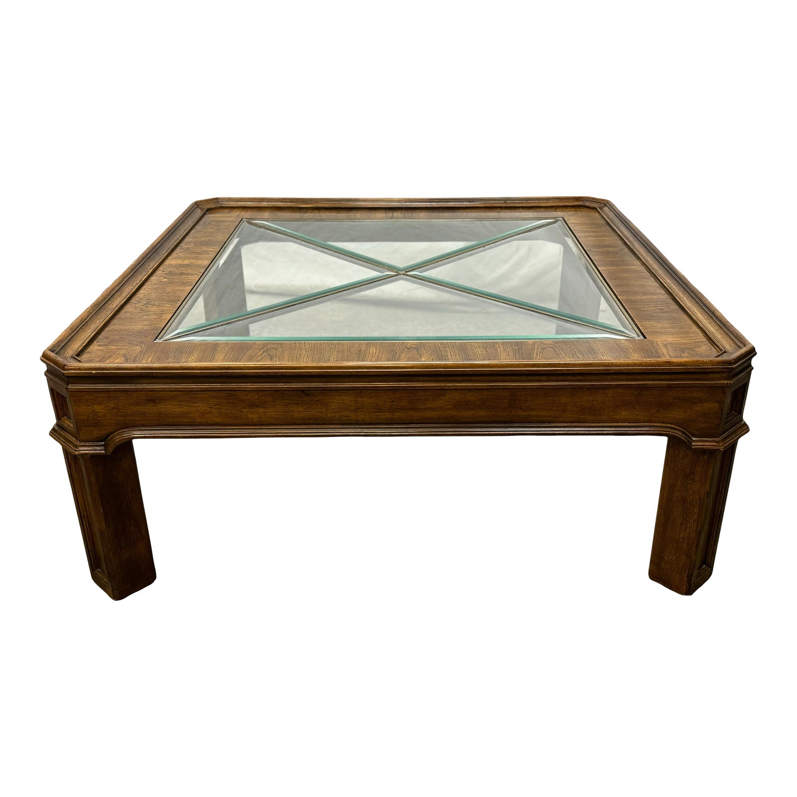 Vintage Drexel Heritage Traditional American Style Beveled Glass Top ...