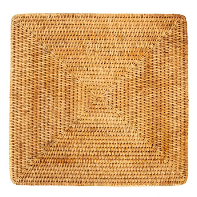 Artifacts Rattan Square Placemat in Honey Brown - 13" | Chairish