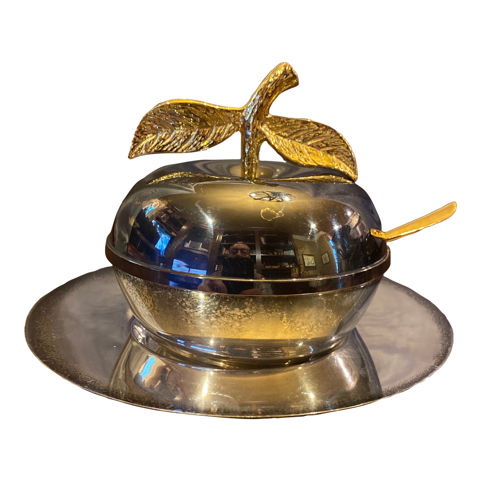 Vintage Silverplate Apple Honey/Jam/Condiment Server With Glass Insert ...