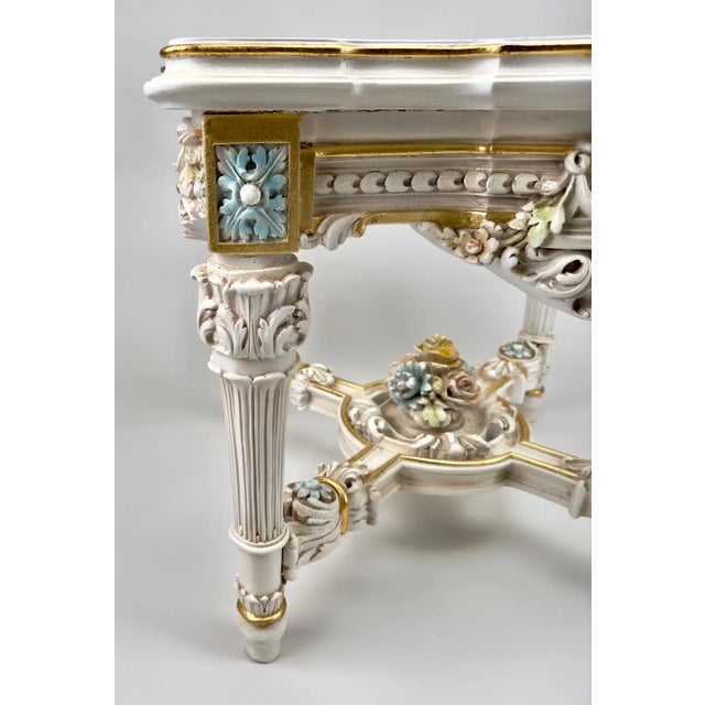 Italian Neo Classical Baroque Style Glass Top Carved End or Side Table ...