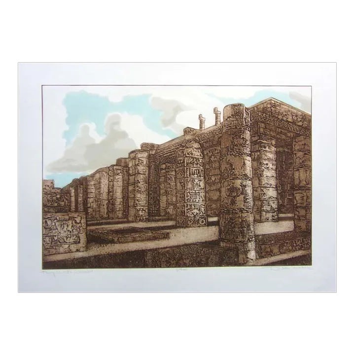 Dean Meeker"Temple of Warriors" H.Signed Intaglio Collagraph Artwork ...