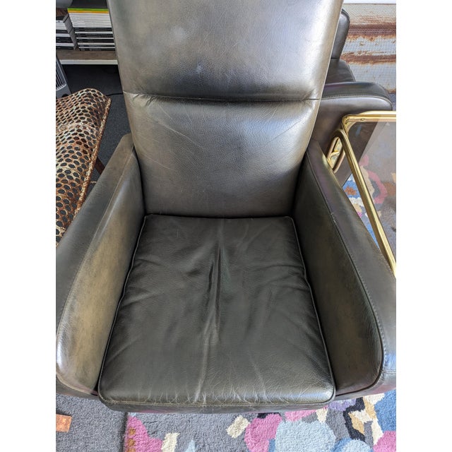 Vintage 1980s High-Backed Dark Green Leather Lounge Chairs - a Pair ...