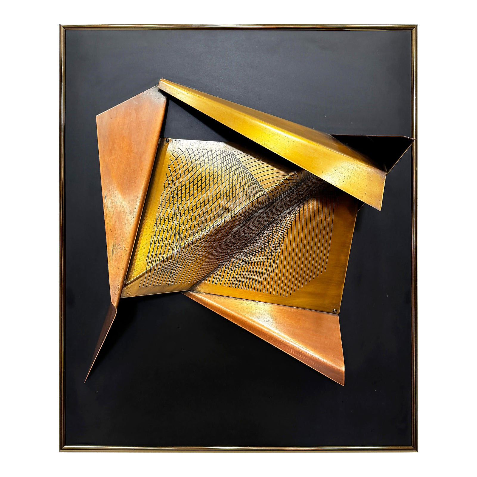 Ron Hinton 1994 3D Metal Wall Sculpture "Linear Sketch" | Chairish