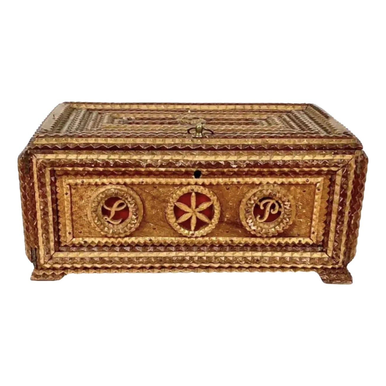 Late 19th Century Tramp Art Box | Chairish