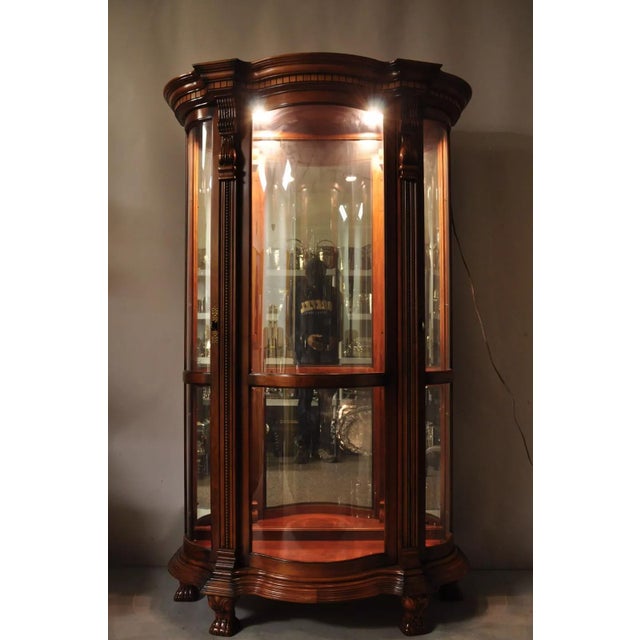 Pulaski Empire Style Cherry Wood Large Bowed Glass Curio Display ...