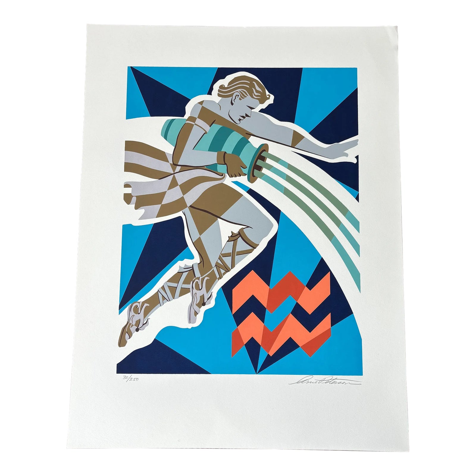 1960s Signed Horoscope Print by Arne Peterson, Aquarius | Chairish