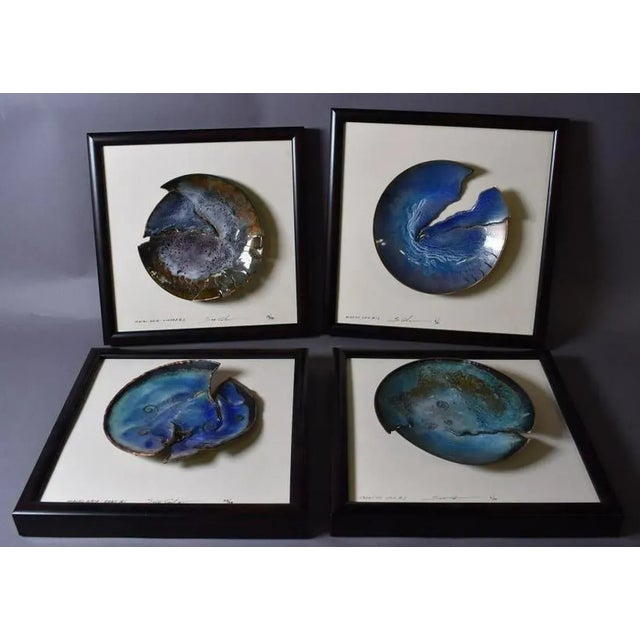 Mid-Century Framed Enameled Plaques - Set of 4 | Chairish