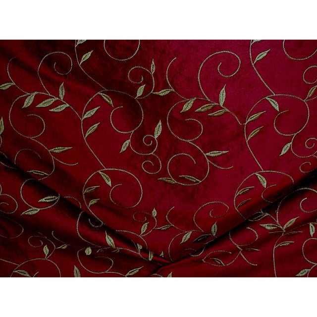 Kravet Metallic & Red Embroidered Silk Upholstery Fabric 25-3/4 yards ...