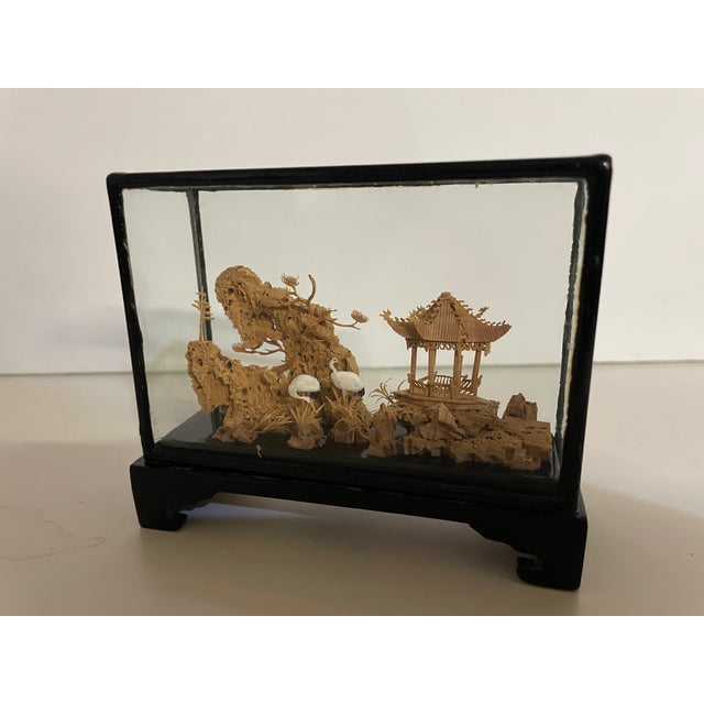 Mid 20th Century Chinese Cork Carving Diorama | Chairish