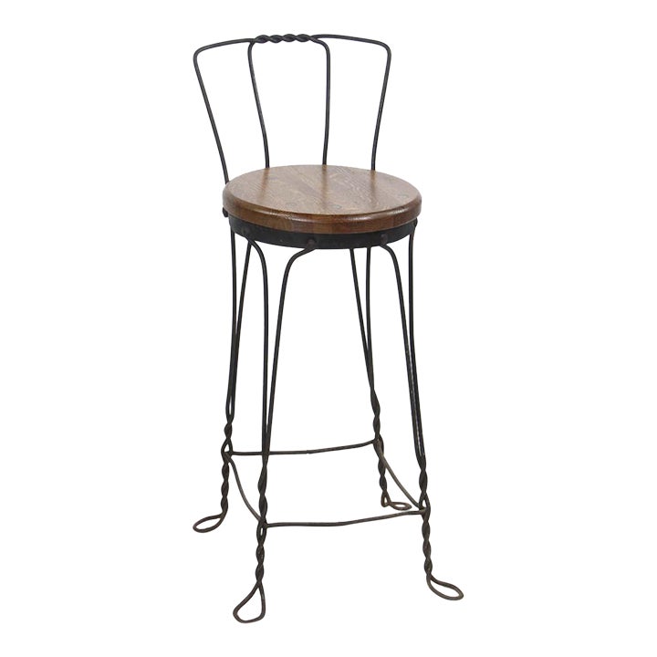 Restored Vintage Wrought Iron Counter Stool | Chairish