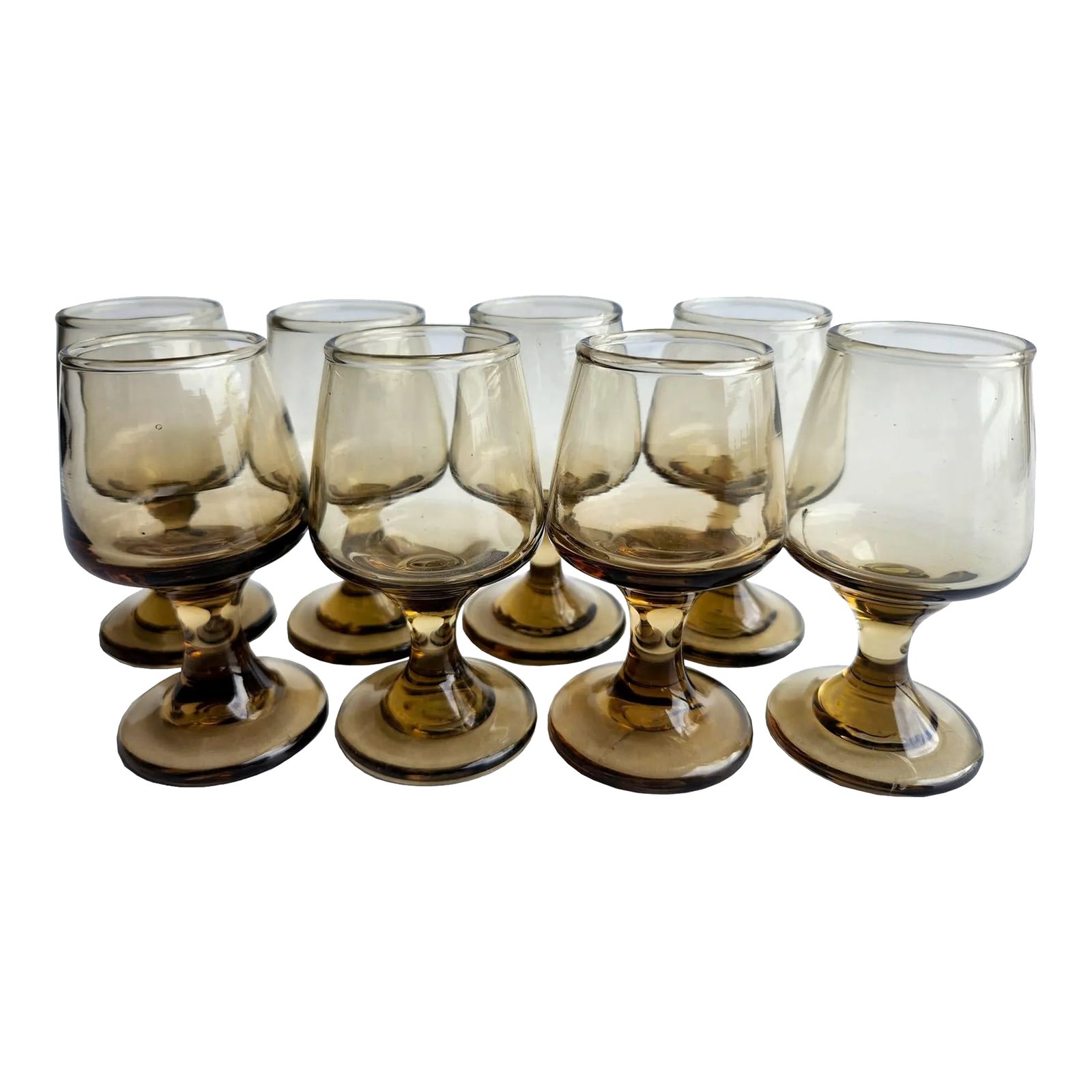 1970s Libbey Glass Tawny Accent Mini Cordial Glasses, Set of 8 | Chairish