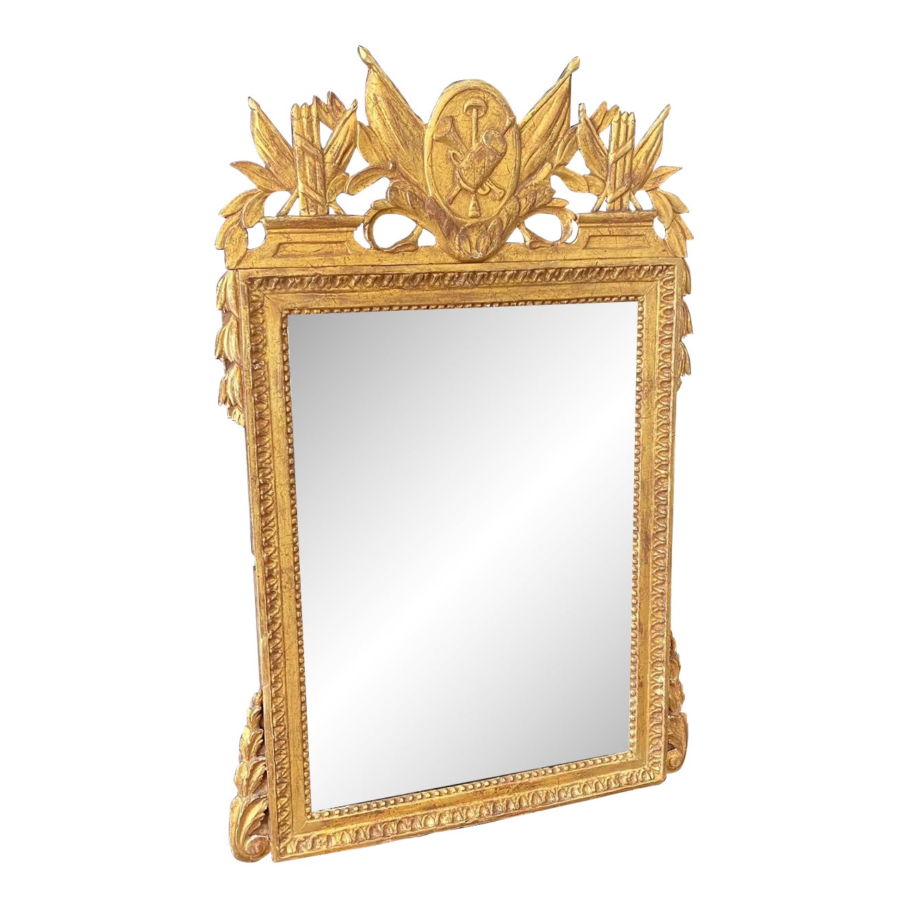 18th Century French Louis XVI Giltwood Bridal Mirror With Military ...