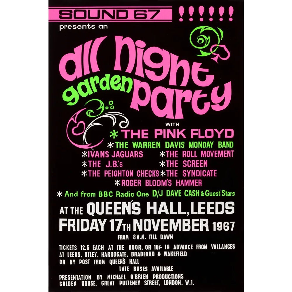 Pink Floyd Concert Poster in Queens Hall, Leeds, United Kingdom, 1967 ...