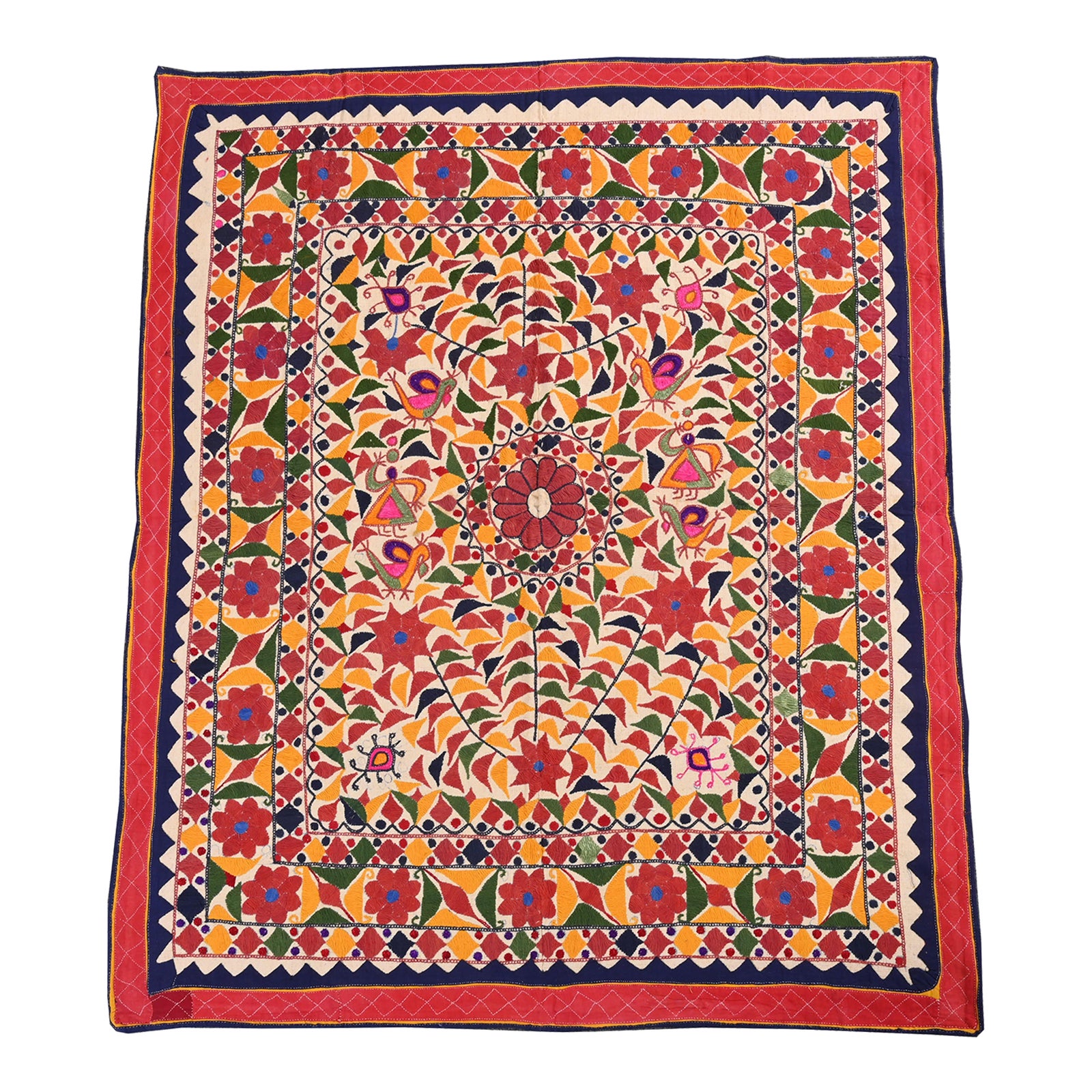 1990s Traditional Indian Textile Embroidery Tapestry | Chairish